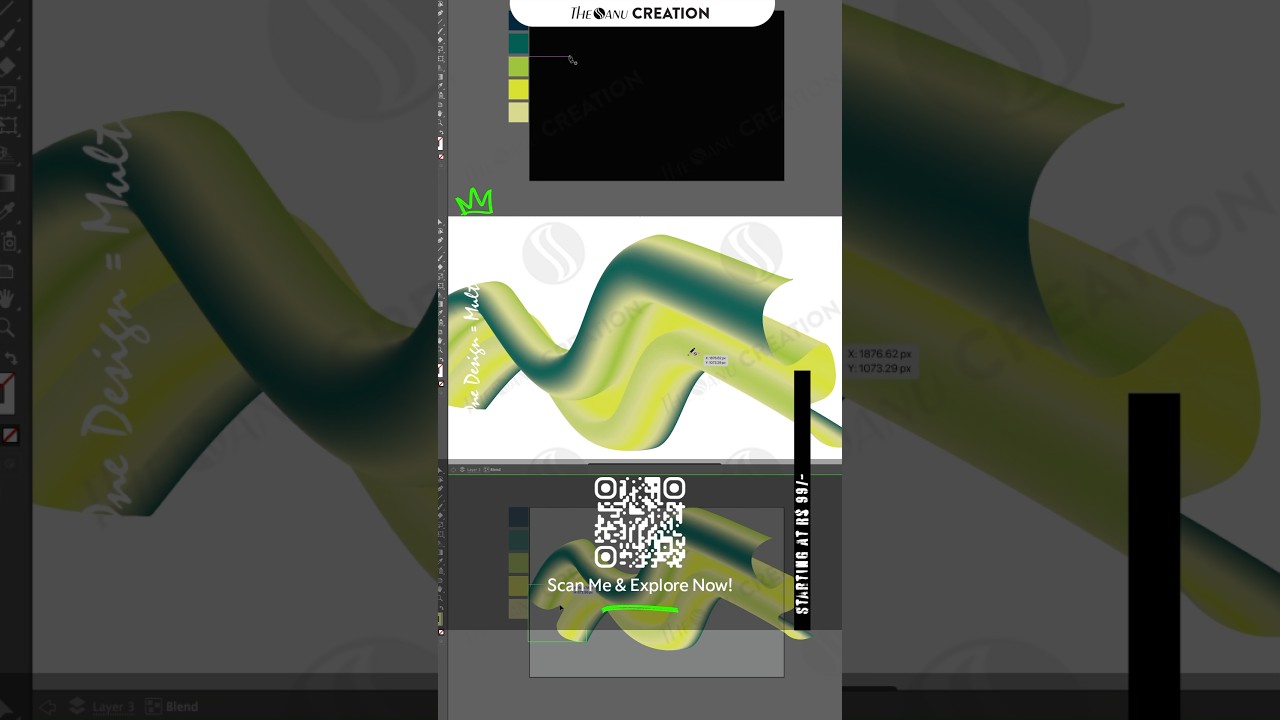 Neon 3D Wave – Gradient Ribbon Vector Art