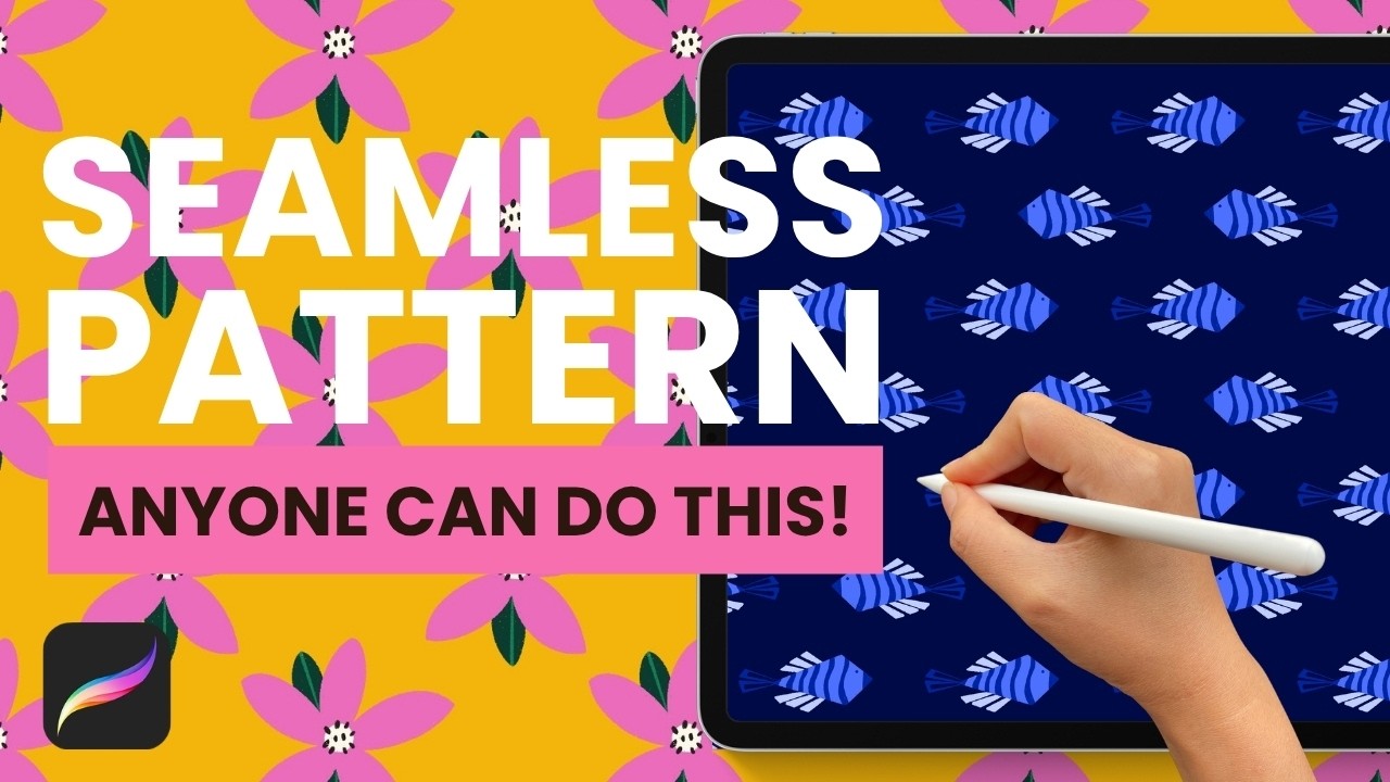 2 Easy Seamless Patterns in Procreate for Beginners | Flower & Fish