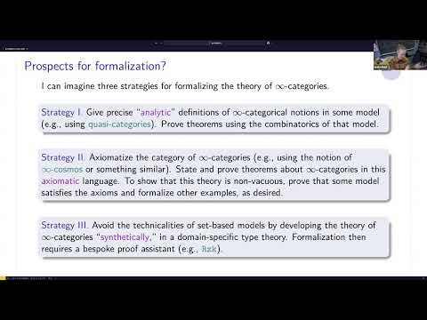 Emily Riehl: Prospects for formalizing the theory of weak infinite-dimensional categories 30 Jan 25
