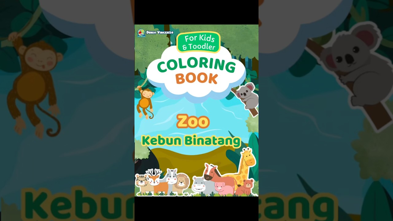 Printable coloring page zoo animals bilingual bahasa indonesia - english