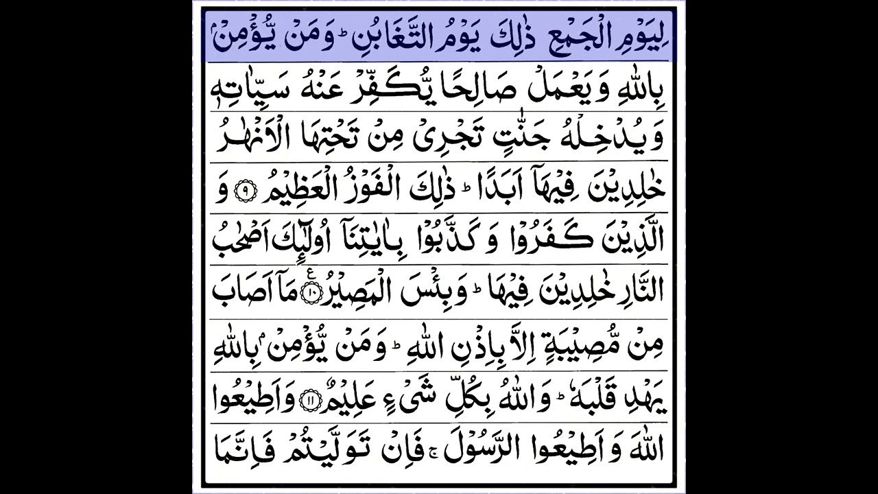 Surah Taghabun سورة التغابن Amazing Calm Relaxing Quran Recitation HD