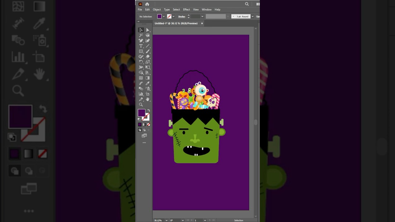 How to draw  Halloween candy Basket in adobe illustrator| Halloween candy basket #adobeillustrator