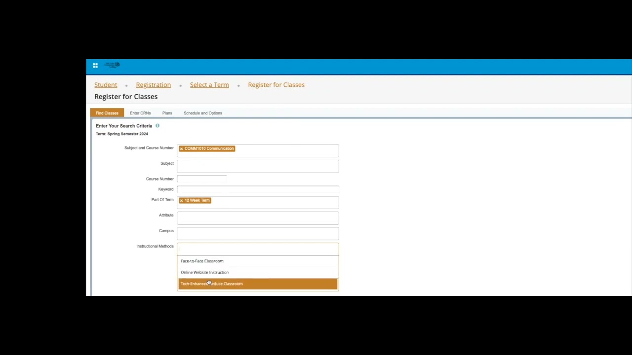 Register for classes