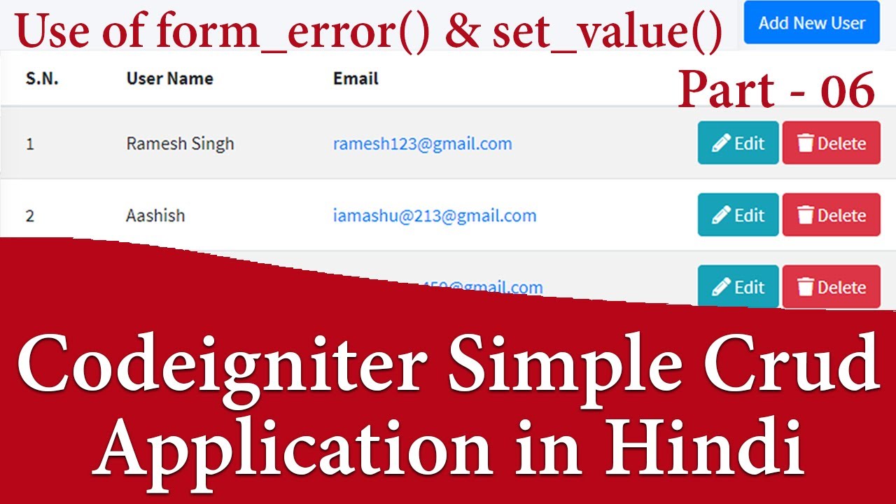 Codeigniter Simple CRUD Application in Hindi Part#06 | Form Validation (Some Functions)| learn2smart