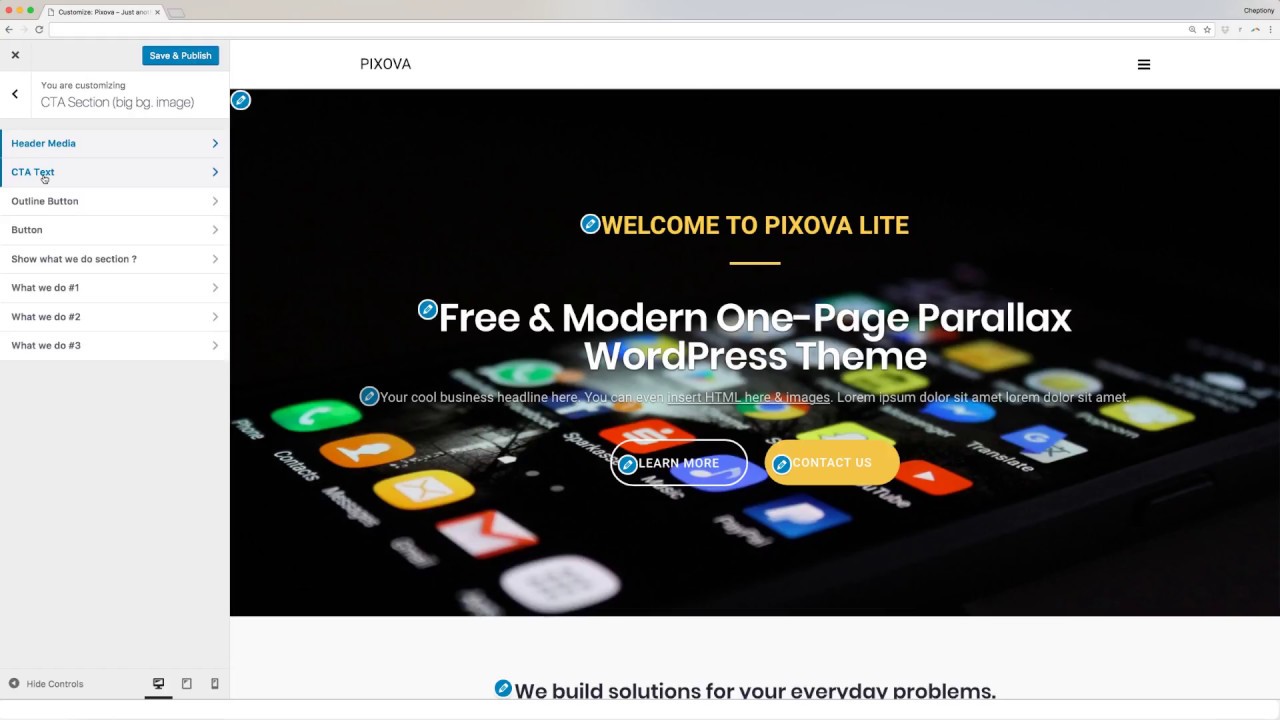 How to Set Up Your Website Frontpage with Pixova Lite theme
