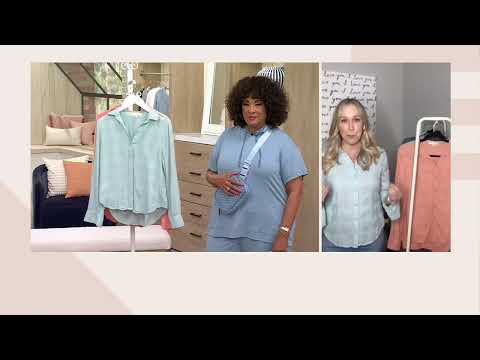 Side Stitch Long Sleeve Button Down Shirt on QVC