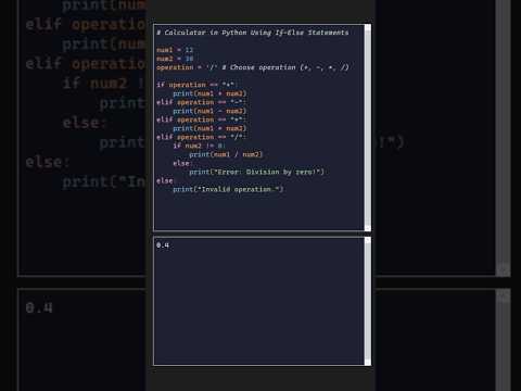Basic Calculator Using Python (Simple If-else Statement) #coding #python #programming