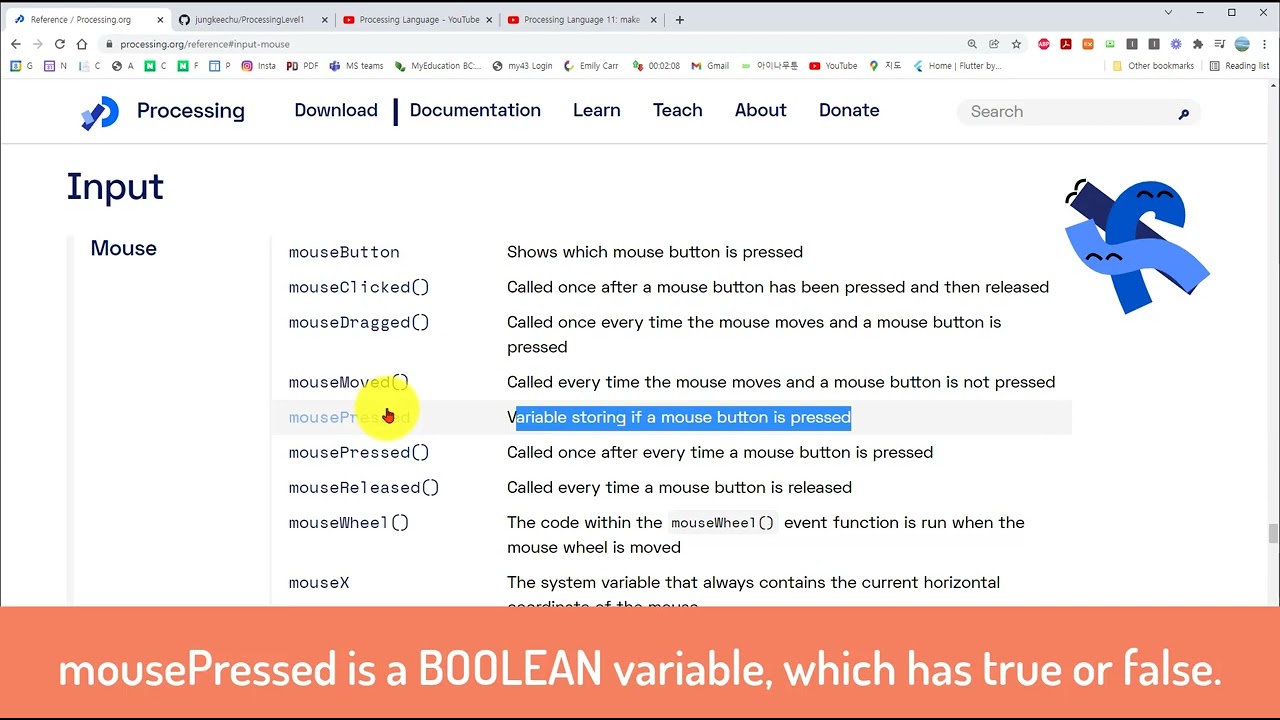 Processing Language 12: mouse interaction (mousePressed)