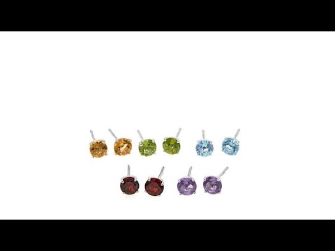 Sevilla Silver Set of 5 Round Gem Stud Earrings