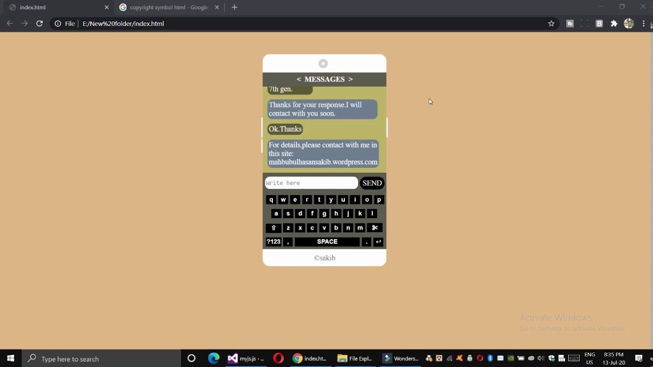 CHATBOT interface making using HTML,CSS,JS