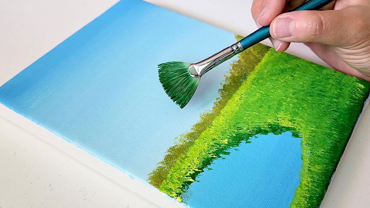 How to draw willow trees very easily / Acrylic painting for beginners