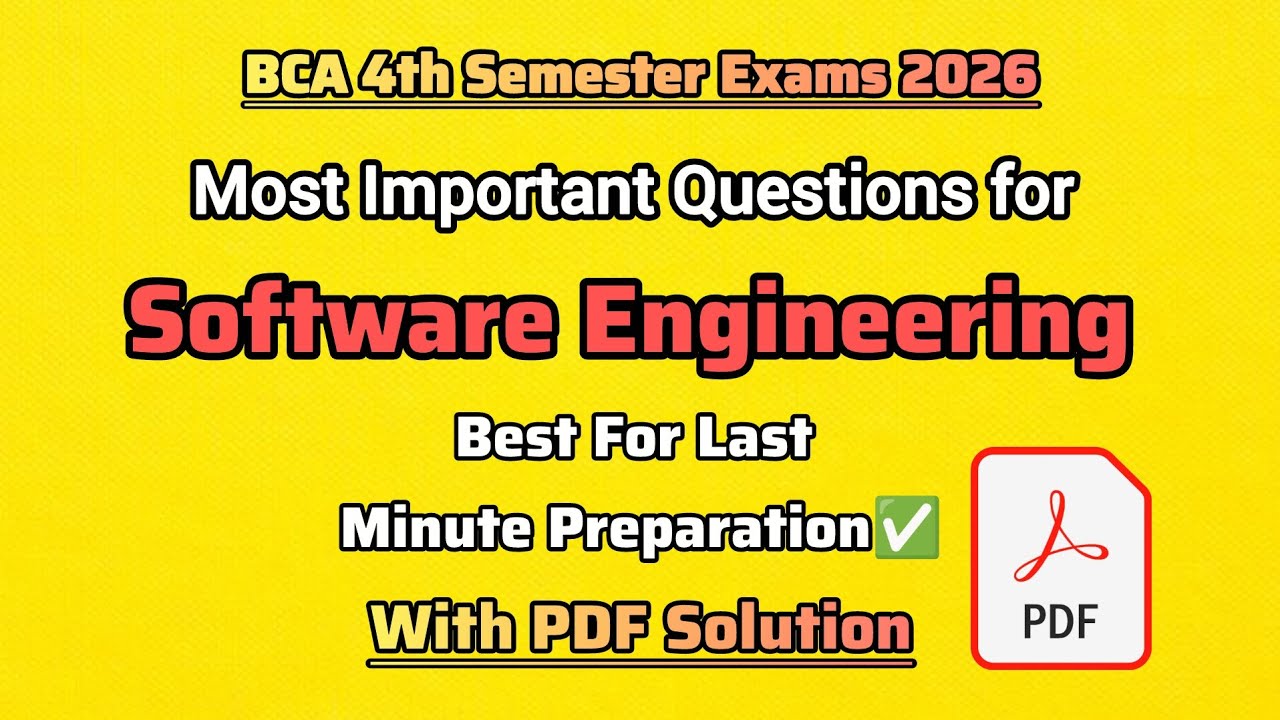Software Engineering || Most Important Questions for BCA Exams 2026✅ || BCA 4th Semester Exams