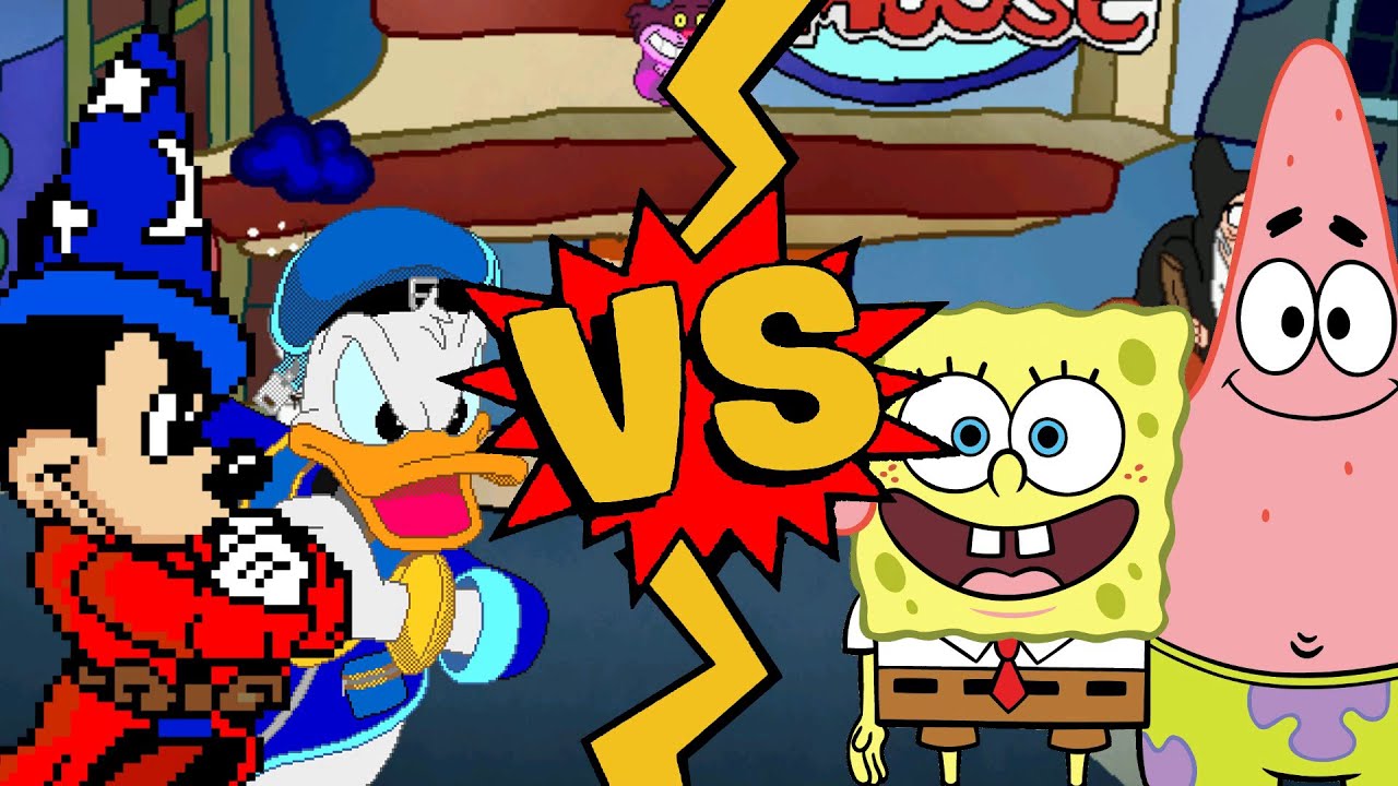 M.U.G.E.N Battles | Wizard Mickey Mouse/Donald Duck vs SpongeBob/Patrick Star | Disney vs SpongeBob