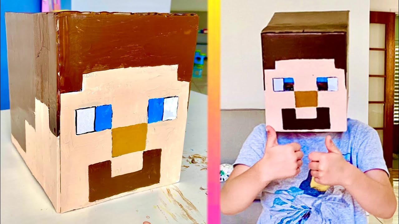 Minecraft Steve's Head Mask Art | Funny Gissy
