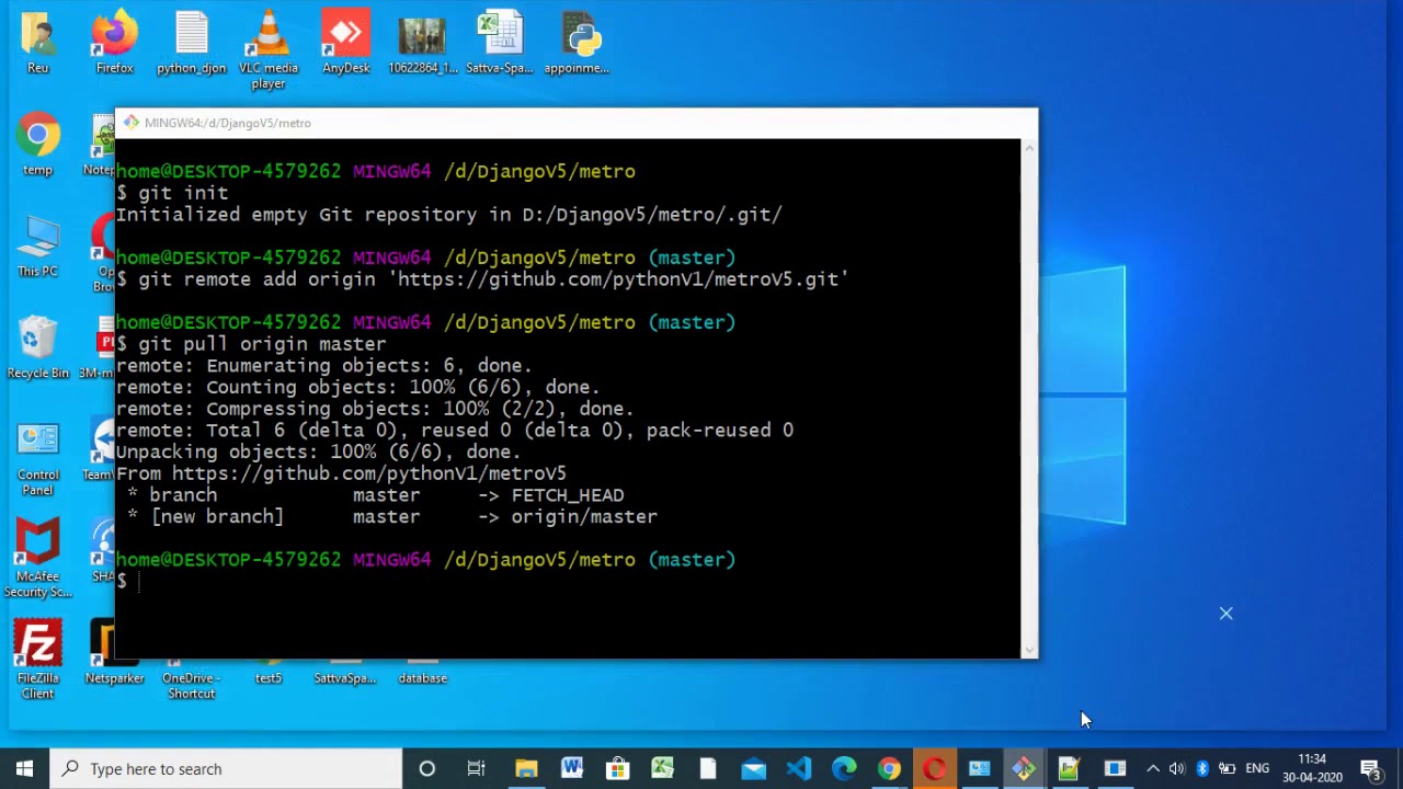 How to push python django project into Github