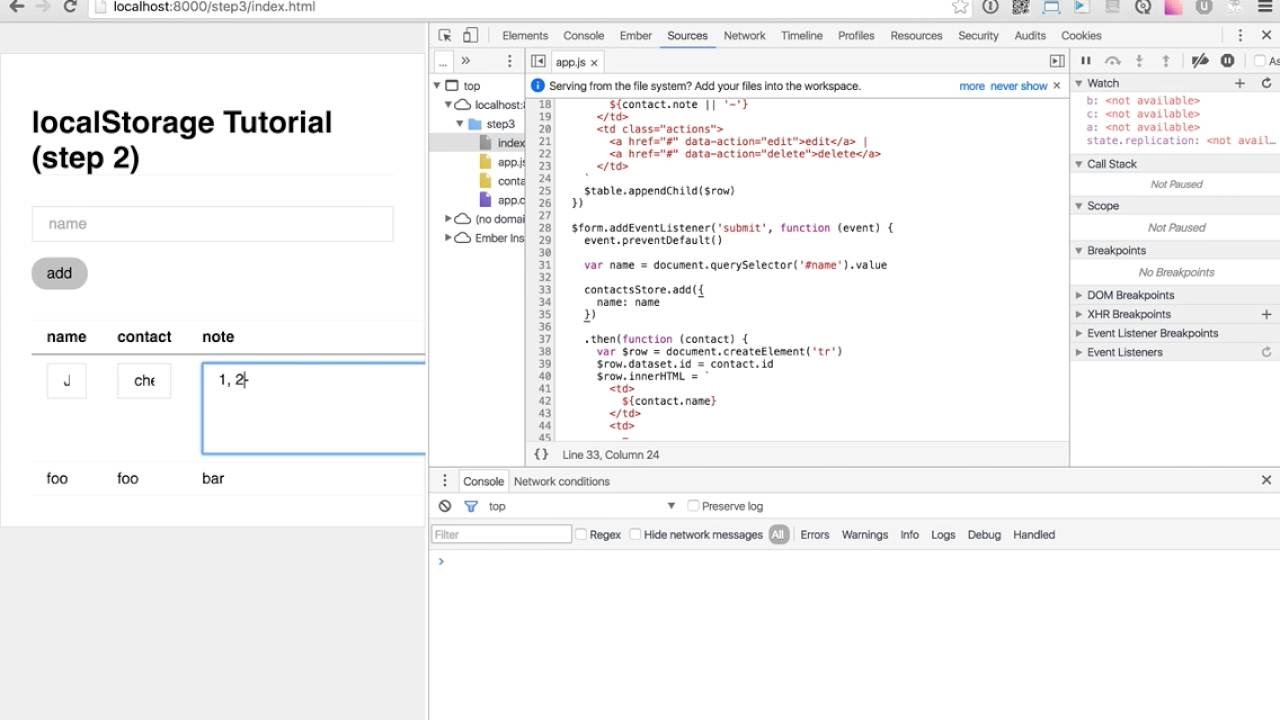 localstorage tutorial (Step 3)