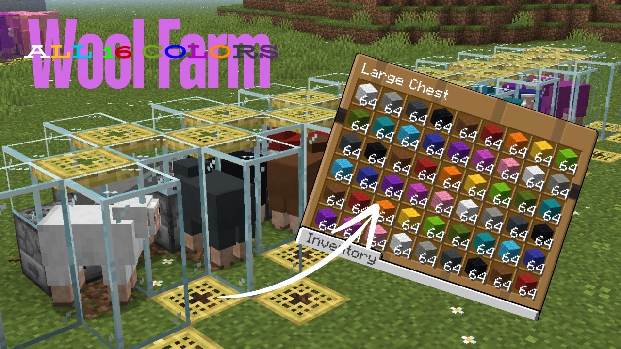 Ultimate Automatic Wool Farm with All 16 Colors - Minecraft Bedrock & Java Edition Tutorial!