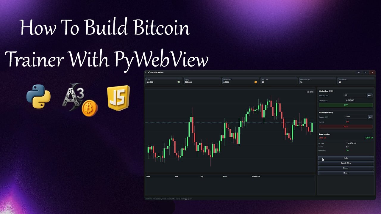 Free Bitcoin Trading Simulator Built With JavaScript and PyWebView - Learn How to Trade with Python