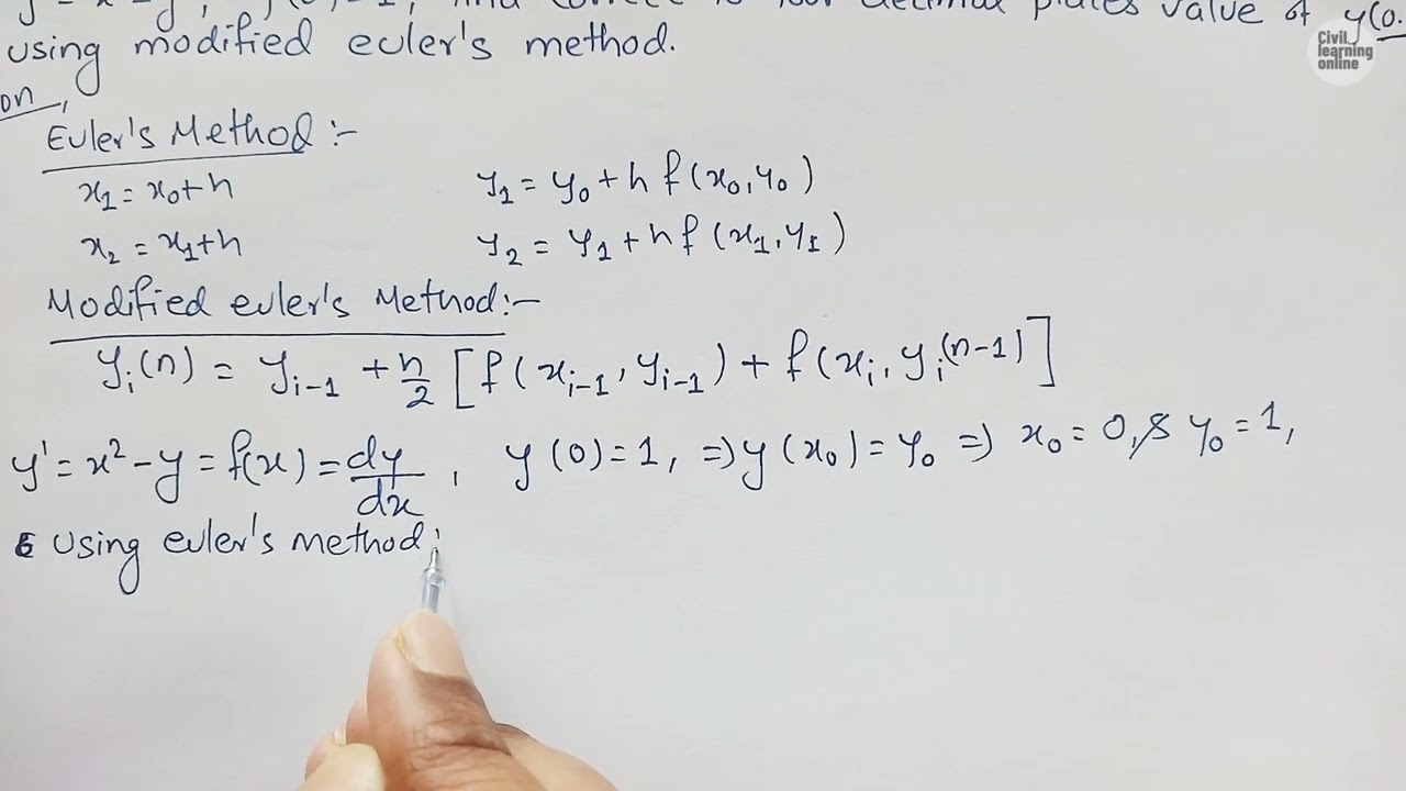 Modified Euler's method engineering mathematics || Modified Euler's method