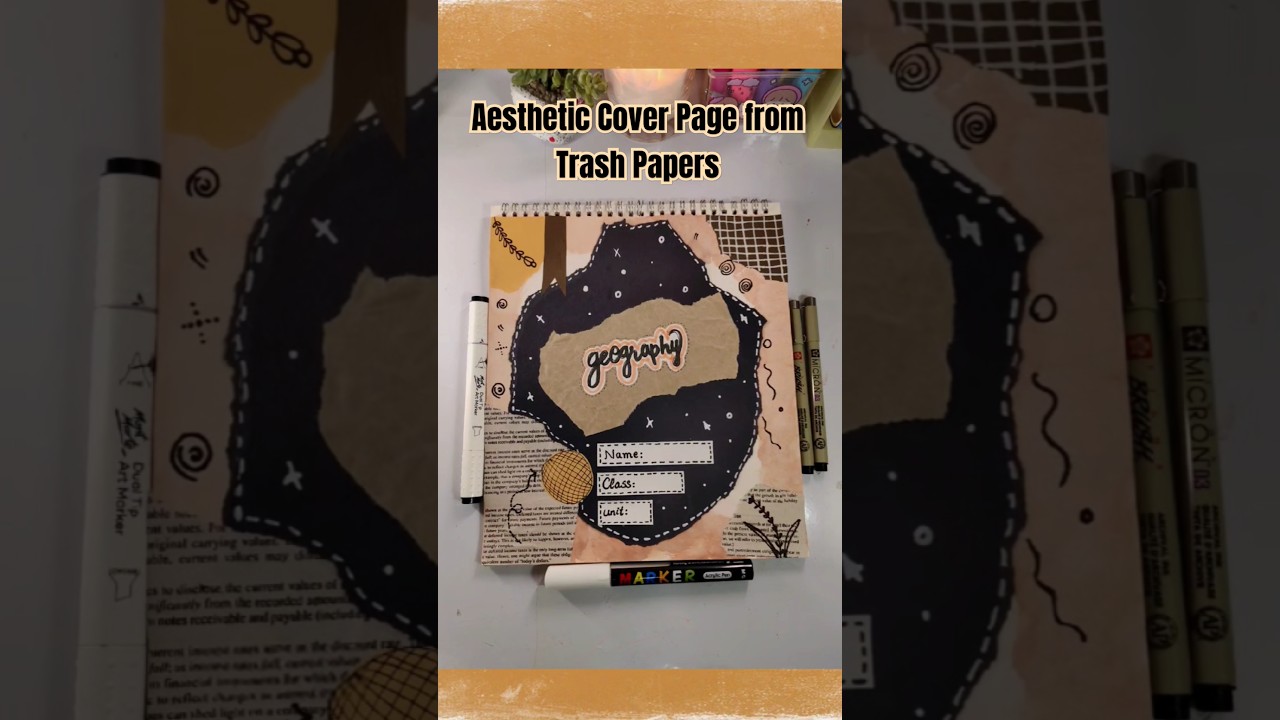 🌼✨ Aesthetic Notebook Decoration/Geography Cover page #asmr  #aesthetic #coverpage  #art #shorts