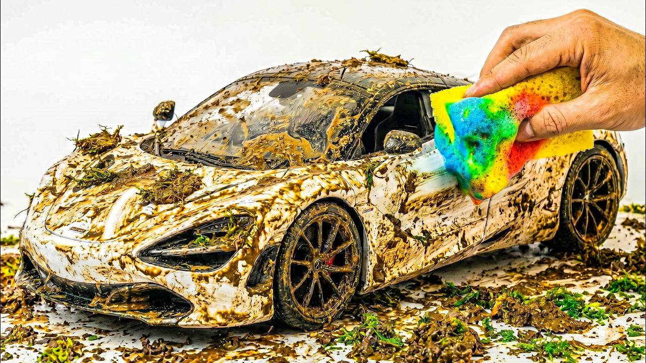 Ultimate Power Wash Transformation of a Wrecked 1:24 McLaren 720S After Brutal Crash Damage 🥵
