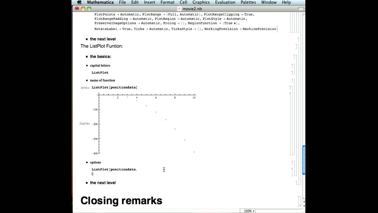 Options for the ListPlot function in Mathematica