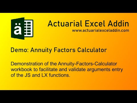 Actuarial Excel Addin - Annuity Factors Calculator