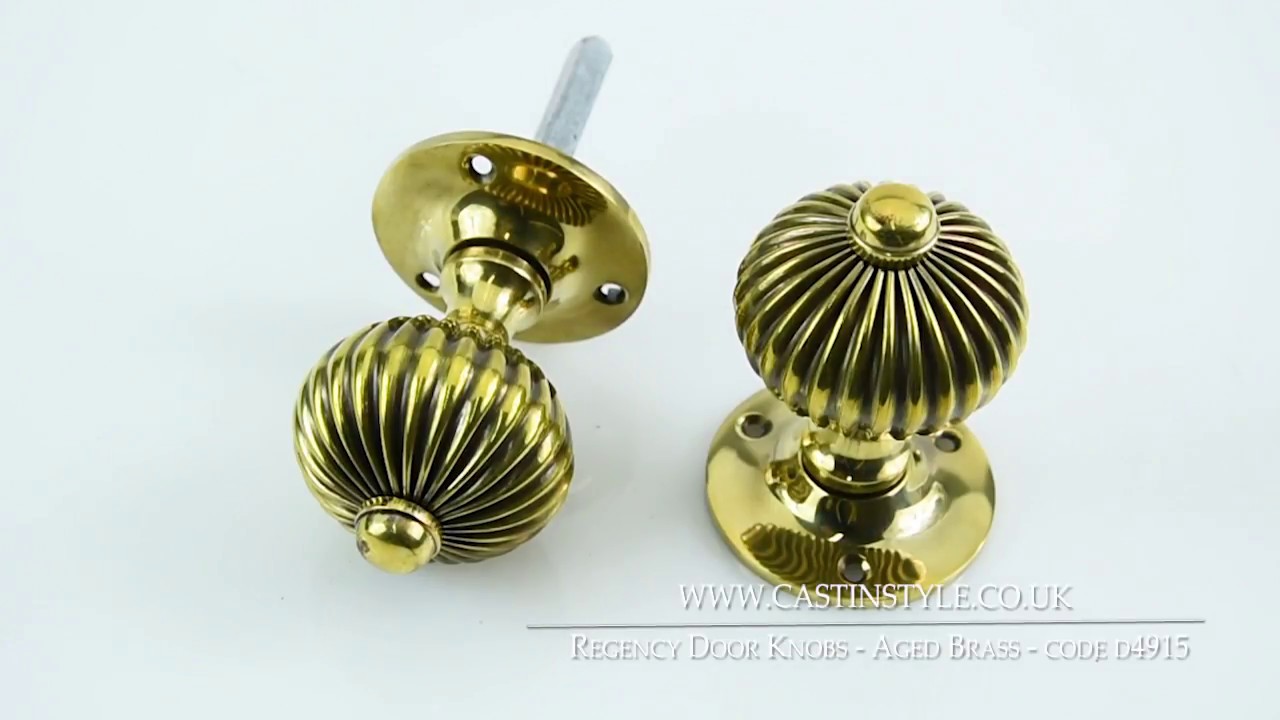 D4915 Regency Door Knobs  Aged Brass