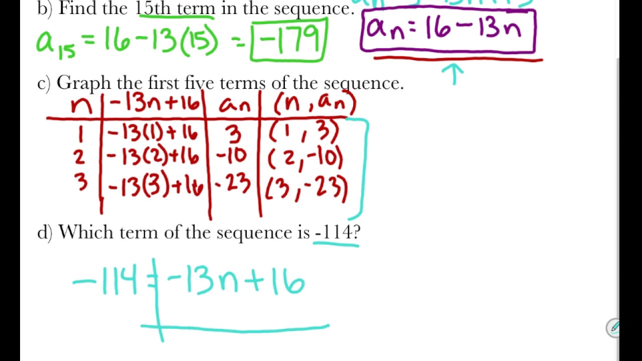 Algebra: 3-5 Arithmetic Sequences as Linear Functions