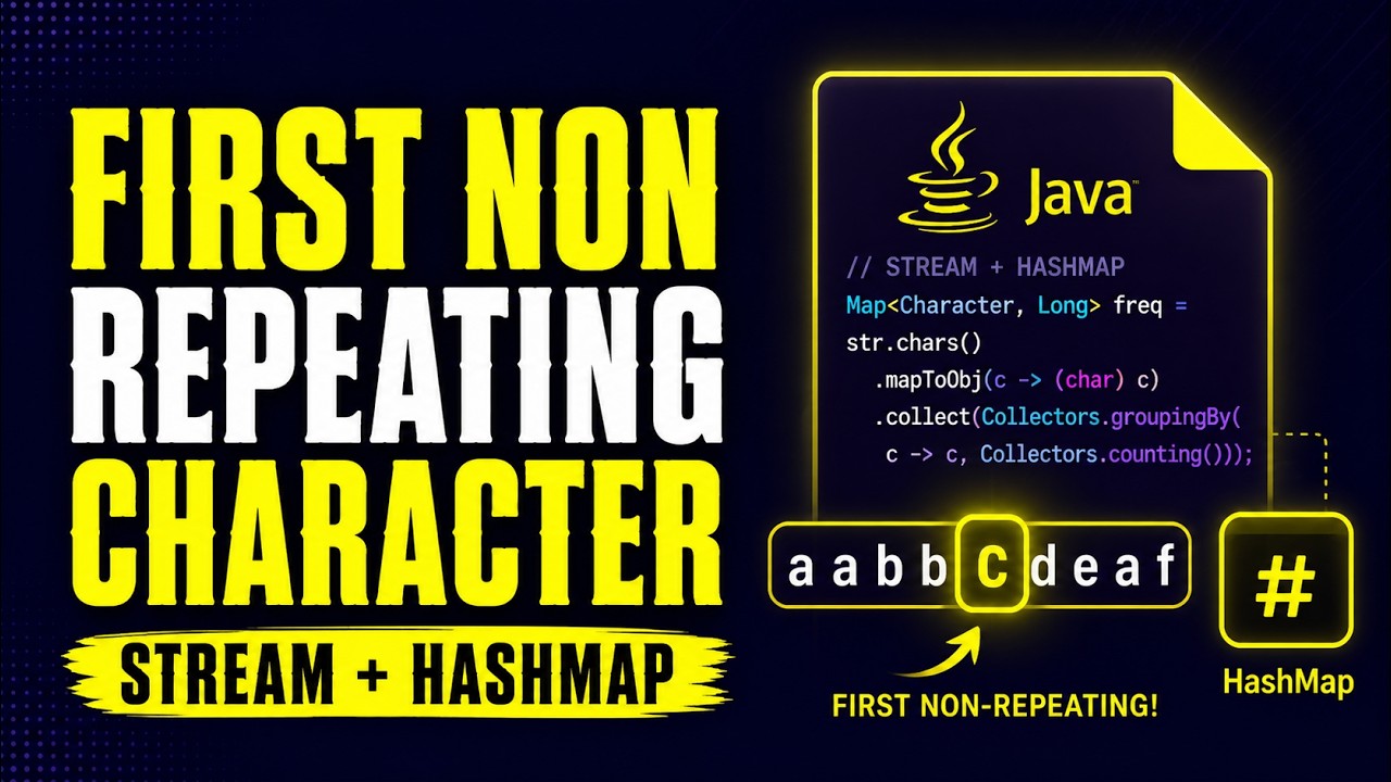 First Non-Repeating Character in Java 🔥 Stream + HashMap Trick Explained | DSA Interview Question