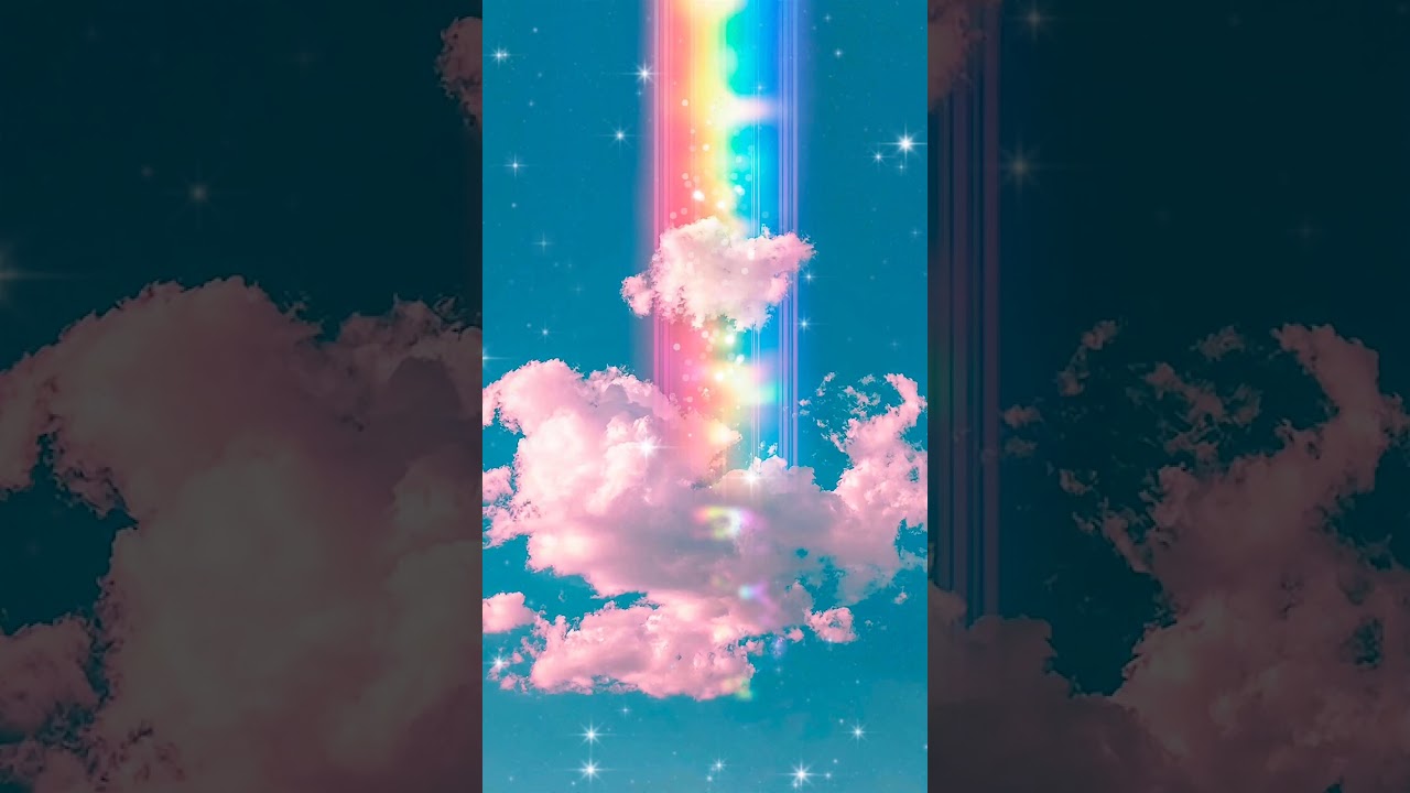Blue sky rainbow clouds