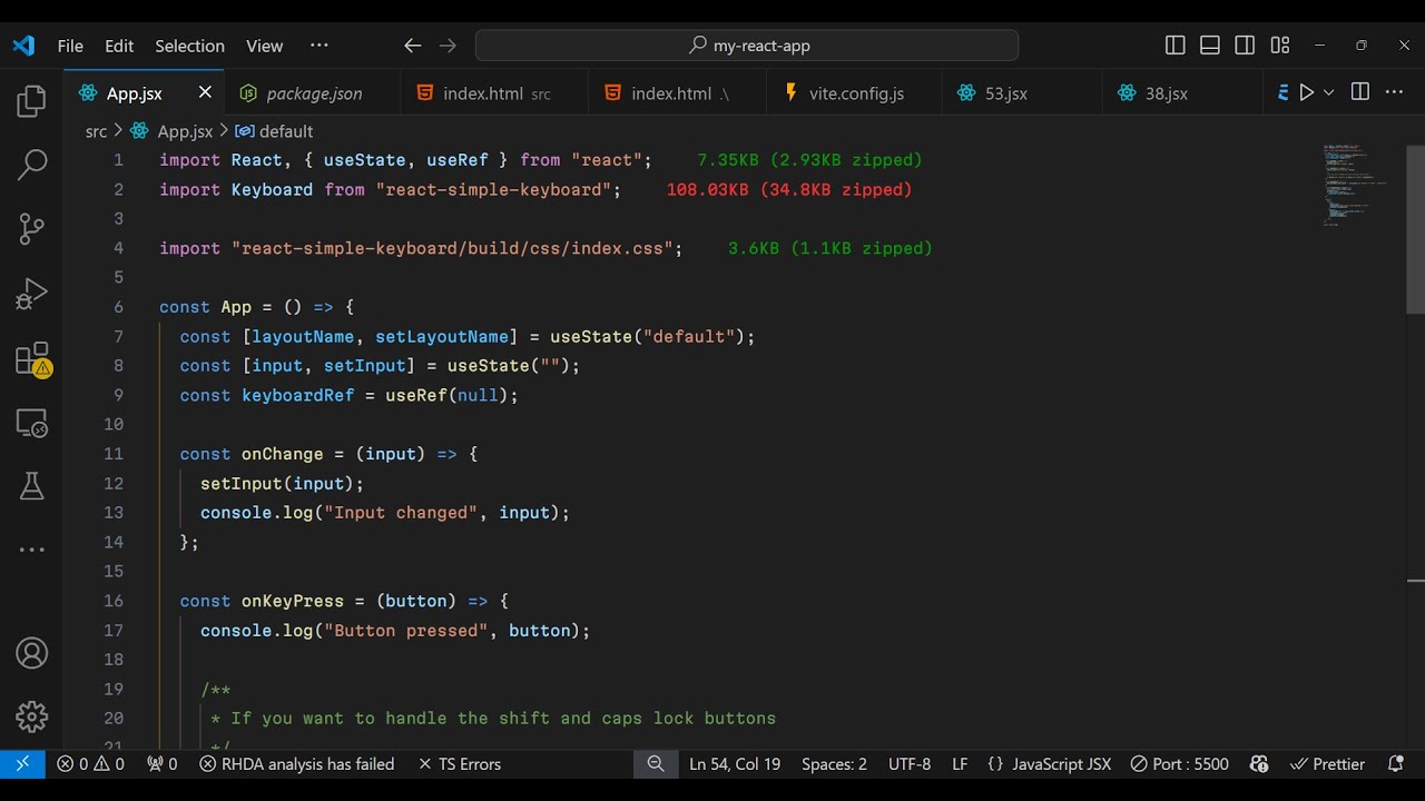 Build a React.js Project to Show English Virtual Typing Keyboard Using react-simple-keyboard in JSX