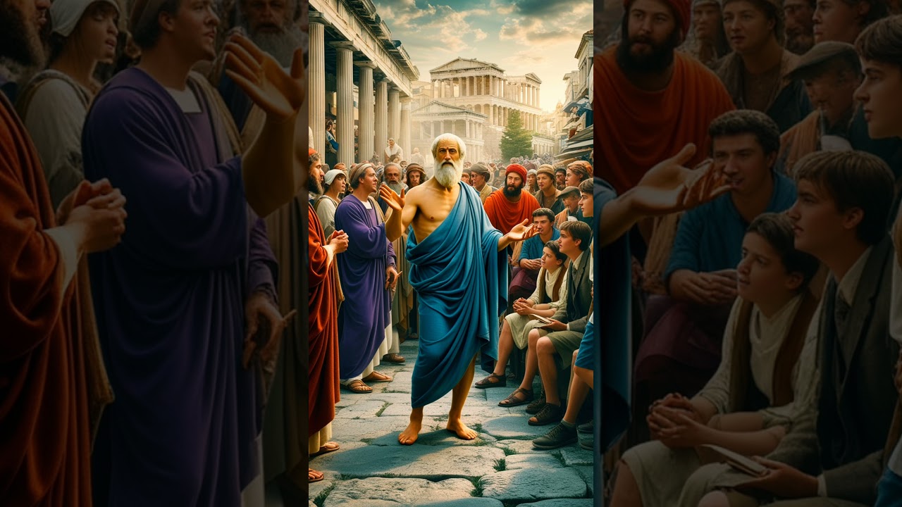 Socrates Argues in Ancient Market (AGORA) with Greek philosopher