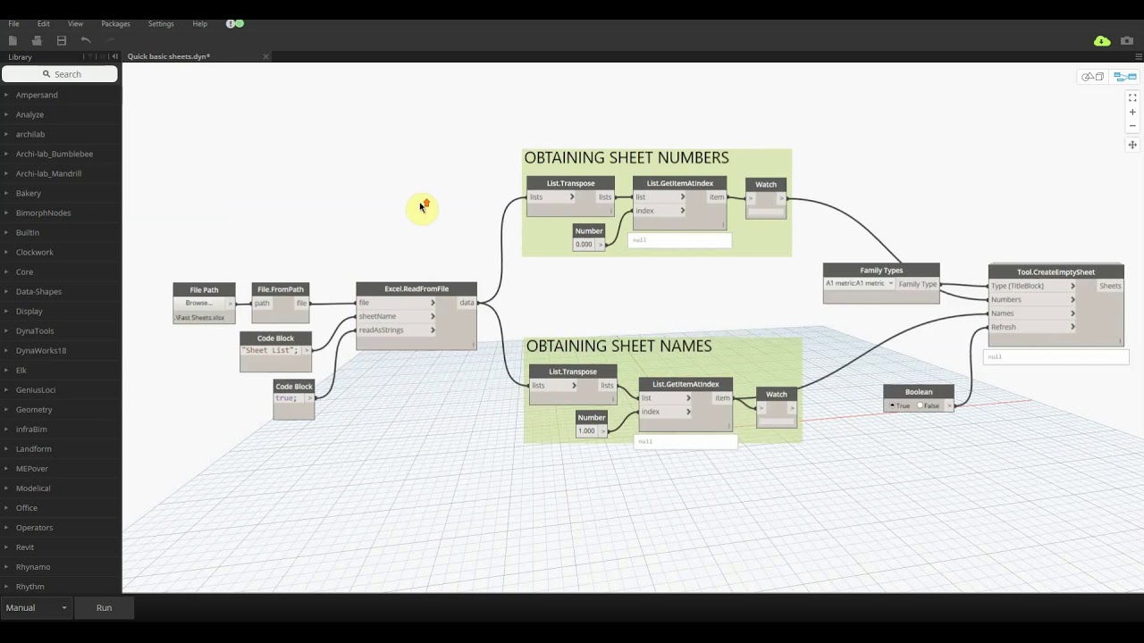 Dynamo tutorials - Episode 2 - Quick Basic Sheets