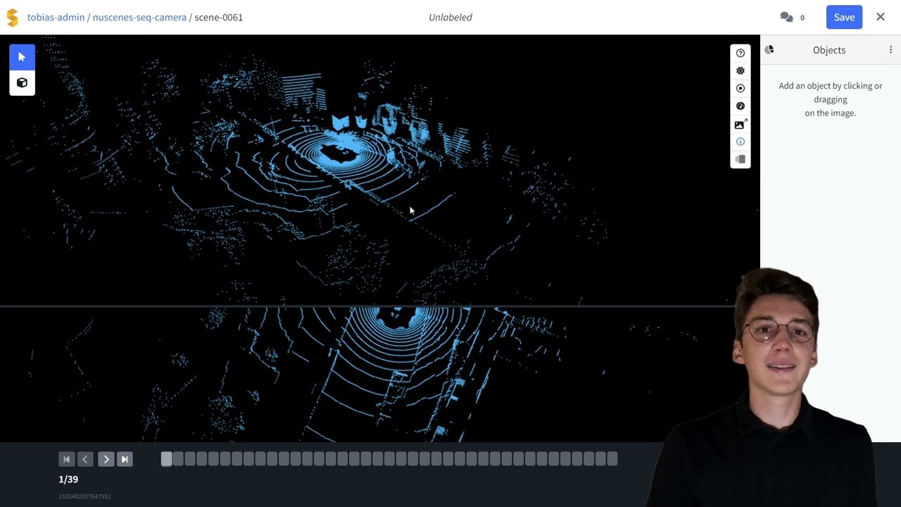 Labeling a 3D point cloud sequence with cuboids