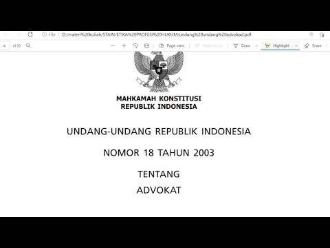 kuliah Etika Profesi Hukum # UU no 18 tahun 2003 tentang profesi Advokat