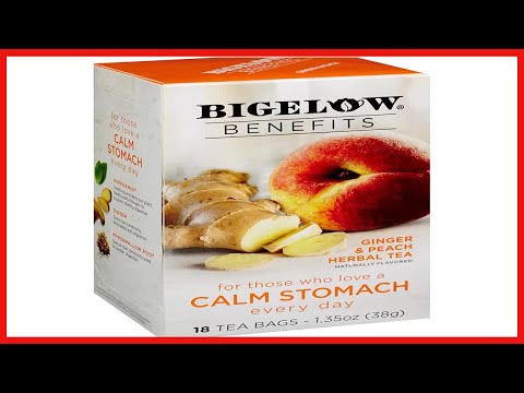 Bigelow Benefits Calm Stomach Ginger Peach Herbal Tea, Caffeine Free, 18 Count (Pack of 6)