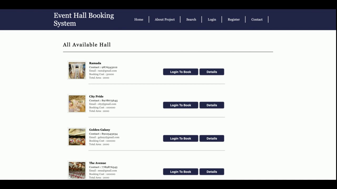 Python Django And MySQL Project on Event Hall Booking System