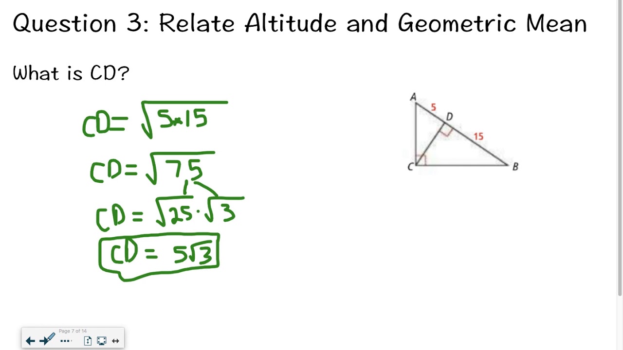 Geometry 7-4: Similarity in Right Triangles