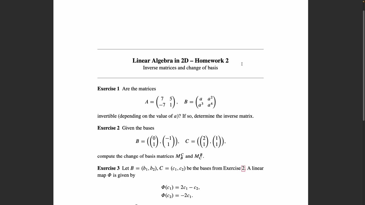 Linear Algebra in 2D - Homework 02