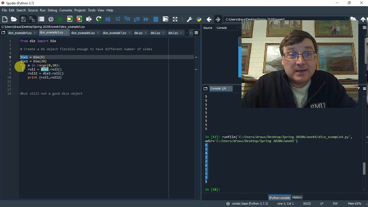 Creating Objects (Dice) in Python - part 2
