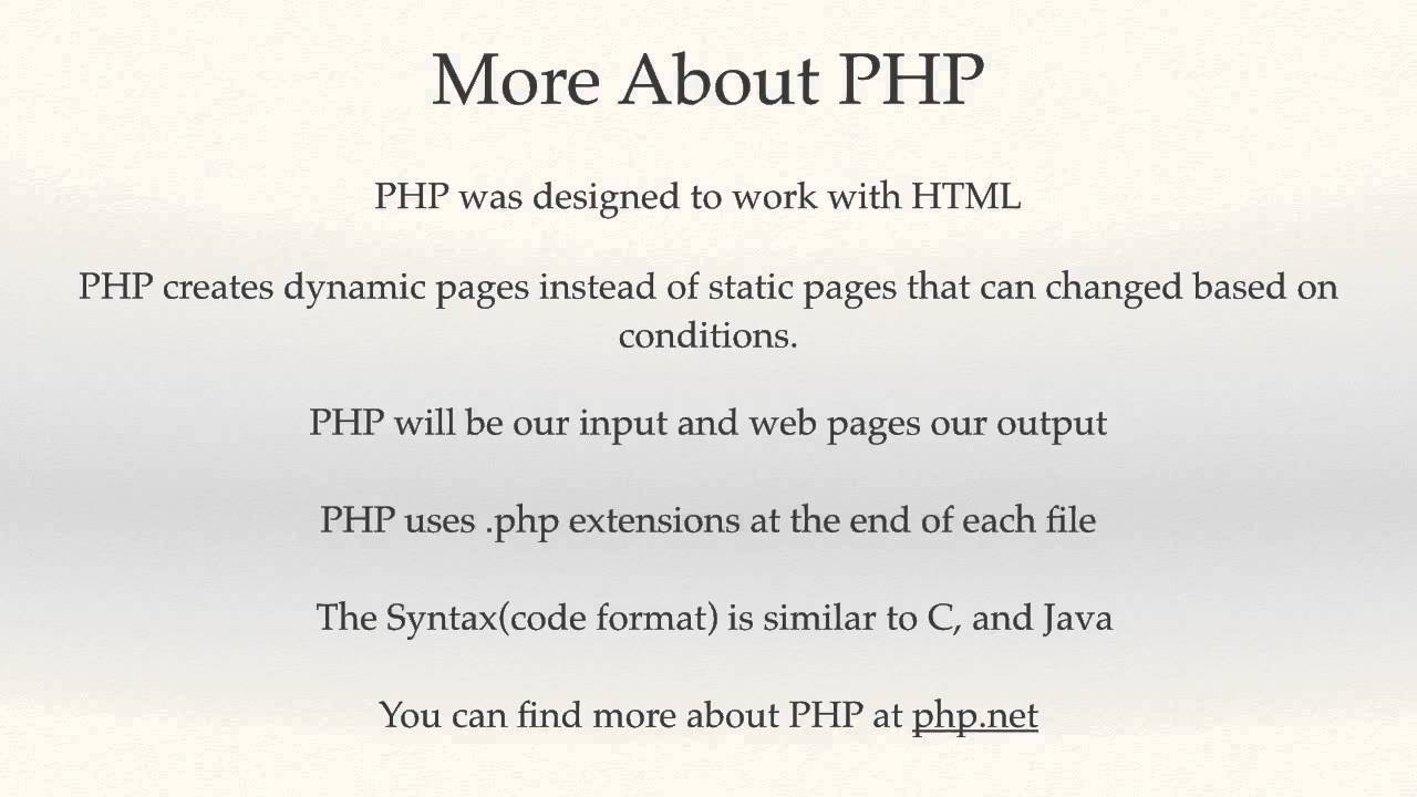 PHP Tutorial for beginners #1  What is PHP  Intro Presentation Video