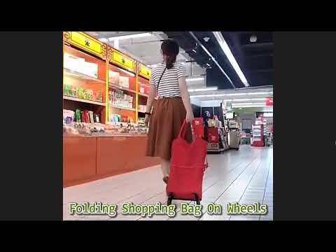 Folding Shopping Pull Cart Trolley Bag With Wheels Grocery and Vegetables Reusable Bag.