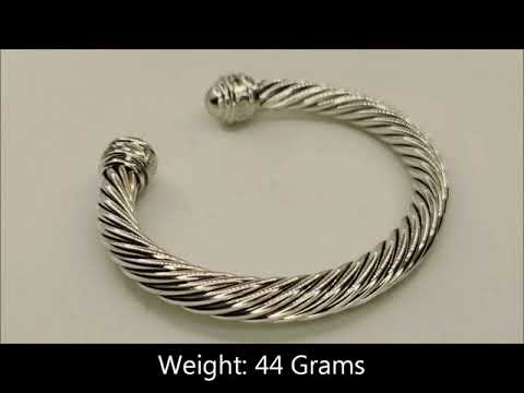 Authentic David Yurman Cable Classic Bracelet Pave Diamonds 18KT/925 7mm #AG34