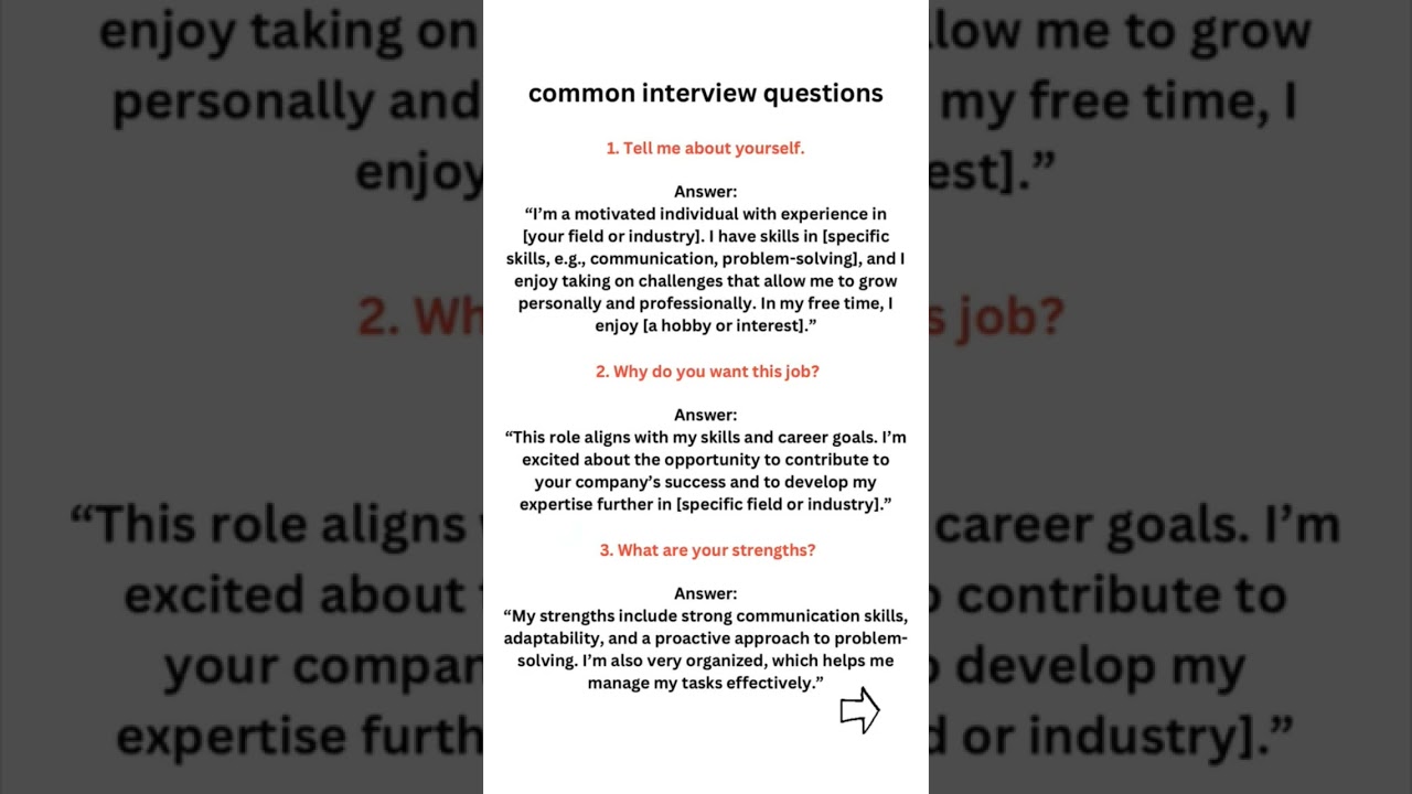 Common Interview Questions and Answers | Job Interview Preparation in English