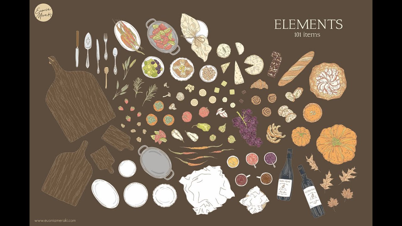 Autumn Picnic Illustration Set Stock Graphics Download