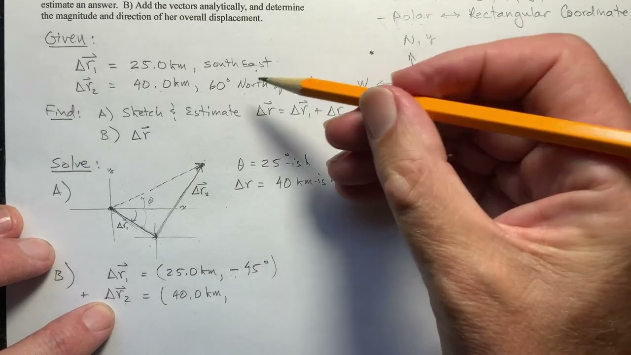 Vector Addition Using Unit Vector Example Problem - “A Very Boring Hike” - A Physics Problem Solved