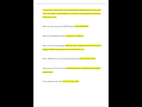 Army Sharp Program AR 600 20 Questions and Answers Graded A+