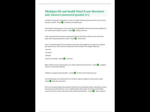 Michigan life and health Final Exam Questions and Answers answered graded A+