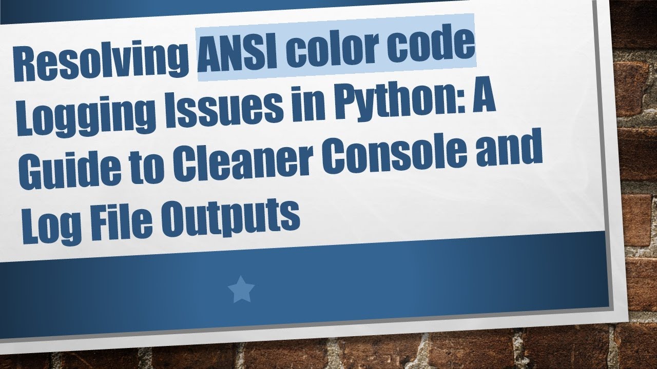 Resolving ANSI color code Logging Issues in Python: A Guide to Cleaner Console and Log File Outputs